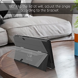 Protective Case for Nintendo Switch OLED Model 2021, FANPL Dockable Case Cover with Flip Shell for Switch OLED, Crystal Case Accessories with 1 Screen Protector and 10 Thumb Grip Caps (Clear)