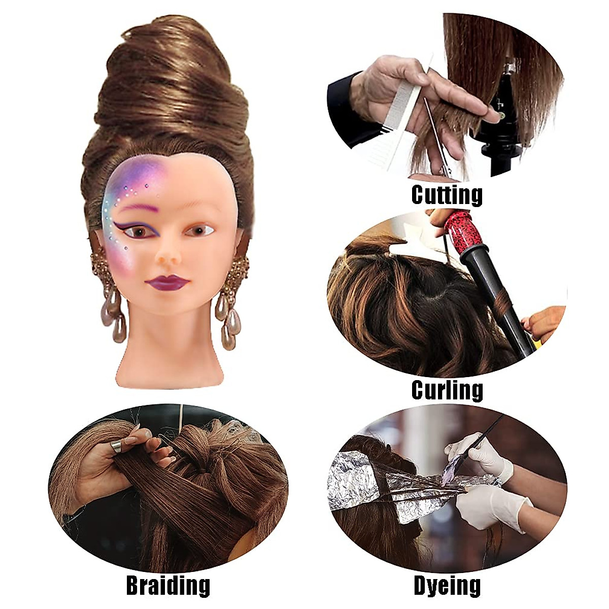 CZFY Cosmetology Mannequin Head with 100% Real Human Hair and Adjustable Stand 22-24” for Braiding Hair Styling Training Hairart Barber Hairdressing Fashion Salon Display (Blonde)