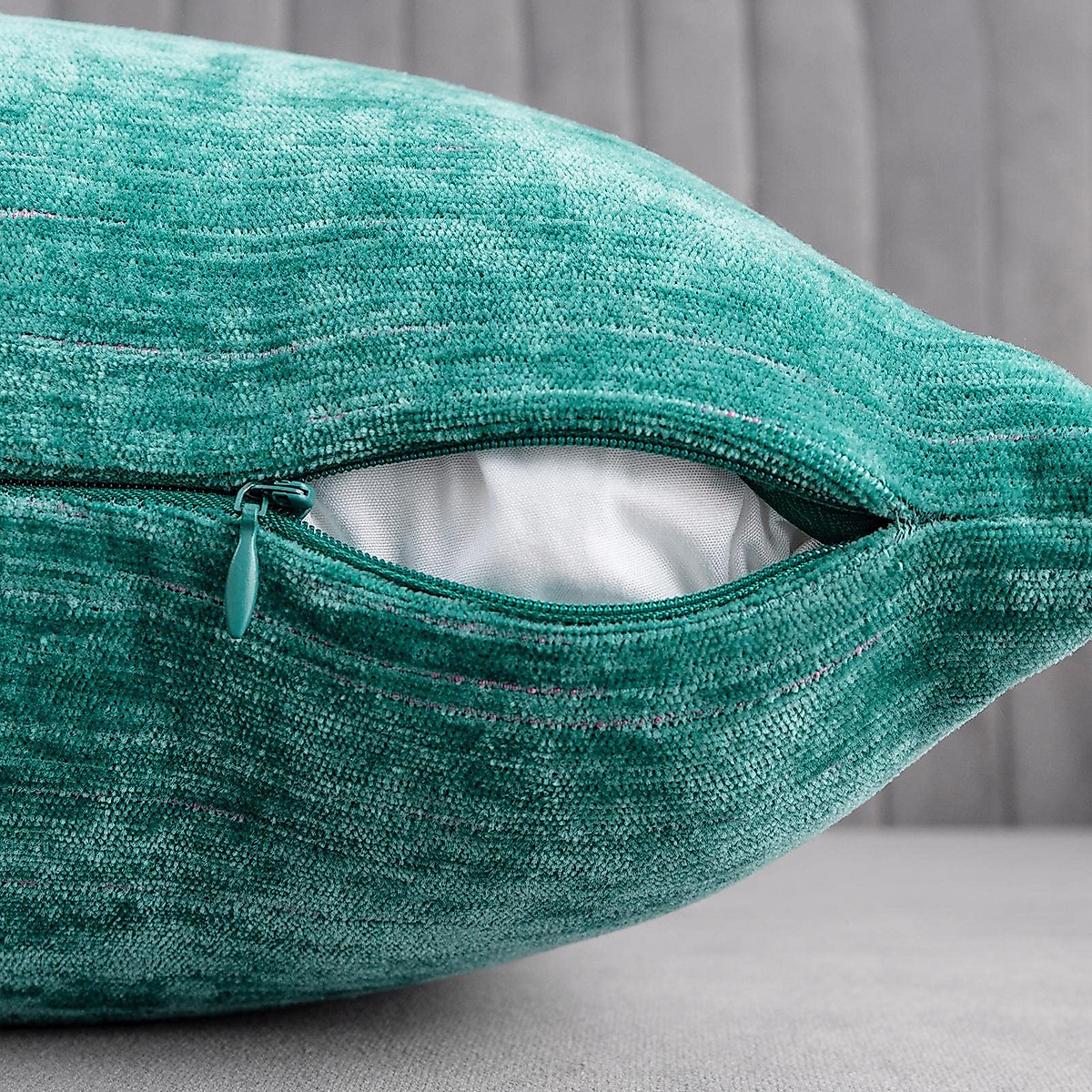 Lipo Thick Chenille Pillow Covers 18x18- Set of 2 Decorative Euro Throw Pillows Cover, Soft Cushion Case, Home Decor Rustic Farmhouse for Couch, Bed, Sofa, Bedroom, Car (Turquoise, 18X18 Inch)