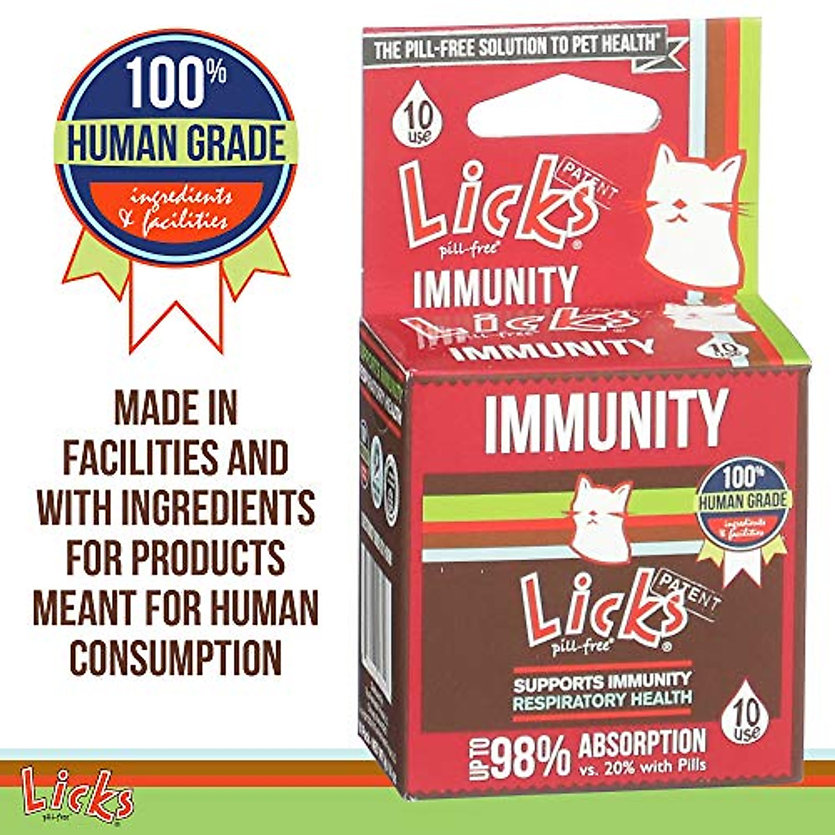 Licks Pill-Free Cat Immunity - Immune Support Cat Supplies - Respiratory Supplements for Cats - Cat Health Supplies - Gel Packets - 10 Use