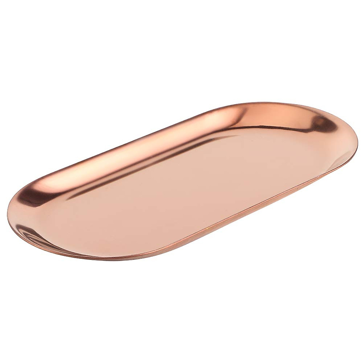 5pcs Stainless Steel Oval Shaped Towel Tray Cosmetics Jewelry Storage Tray Dish Plate OrganizerGold (Trumpet (rose gold rimless))
