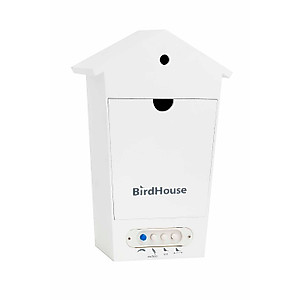 KOOKOO Birdhouse White, modern design cuckoo clock with 12 natural bird voices or cuckoo call