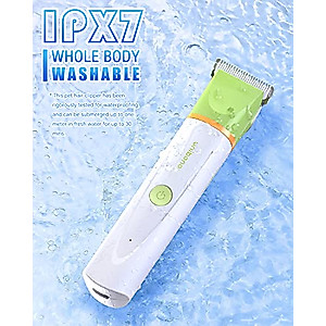 unibono Dog Cat Grooming Kit, All-in-One Low Small Noise Paw Trimmer Electric Puppy Hair Clippers Rechargeable Cordless IPx7 Waterproof Claw Trimmer Shaver Nail Grinder for Small to Medium Pet