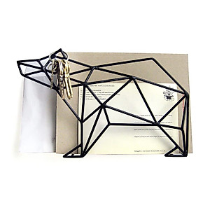 Kikkerland Bear Wall Mount Letter Organizer, 24.9 x 5.1 x 15.5 cm, Black