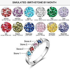 Grandma Rings with 4 Simulated Birthstones Personalized Family Jewelry Women's Promise Rings Mother's Day Gifts (7)