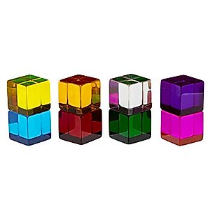 TickiT Perception Cubes - Set of 8 - Assorted Colors - Transparent Manipulatives for Visual Sensory Play - Observe Light and Color-Mixing - Light Panel Accessory