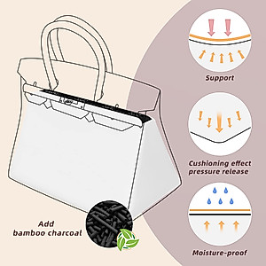 DGAZ Purse Pillow Shaper Insert,Luxury Handbag Tote Shapers, Memory Foam- Fits Birkin 25/30/35/40 Bag (White, BK25)