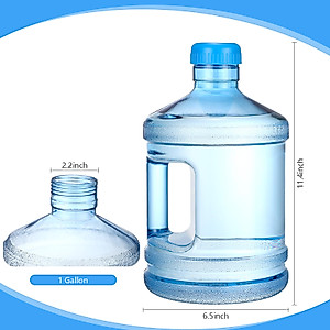 Hoolerry 2 Pieces Water Bottle 1 Gallon Round Plastic Water Jug with Handle Reusable Leak Proof Bottle for Gym Sports Office Daily Cold Liquids Drinking Use, Blue
