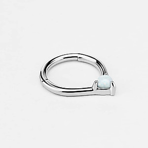 FANSING White Opal Septum Rings for Women 16 Gauge Septum Clicker Surgical Steel Septum Piercing Rings 16g Septum Jewelry 8mm Teardrop Septum Hoop