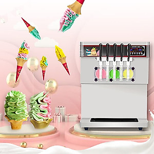 Kolice Commercial Desktop 5 Flavors Soft Serve Ice Cream Machine, Gelato Ice Cream Maker-ETL, 5 Different Discharge Nozzles, Upper Tanks Refrigerated, Transparent Dispenser Set
