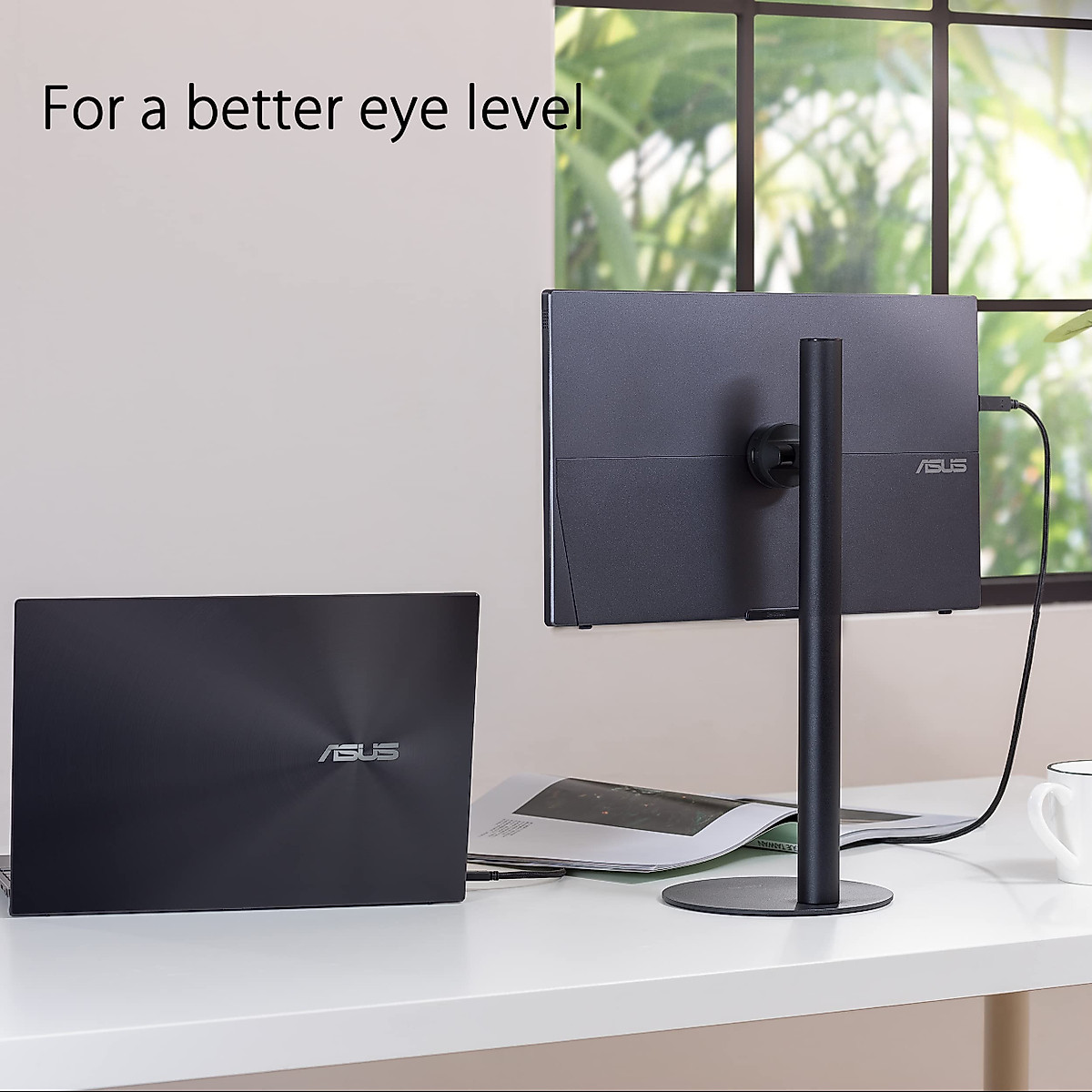 ASUS ZenScreen Stand MTS02D - Ergonomic Stand for Portable Monitors, Tilt, Pivot, Height adjustments, 1/4” Tripod Socket Compatible, Work from Home Setup, Home Office,Black