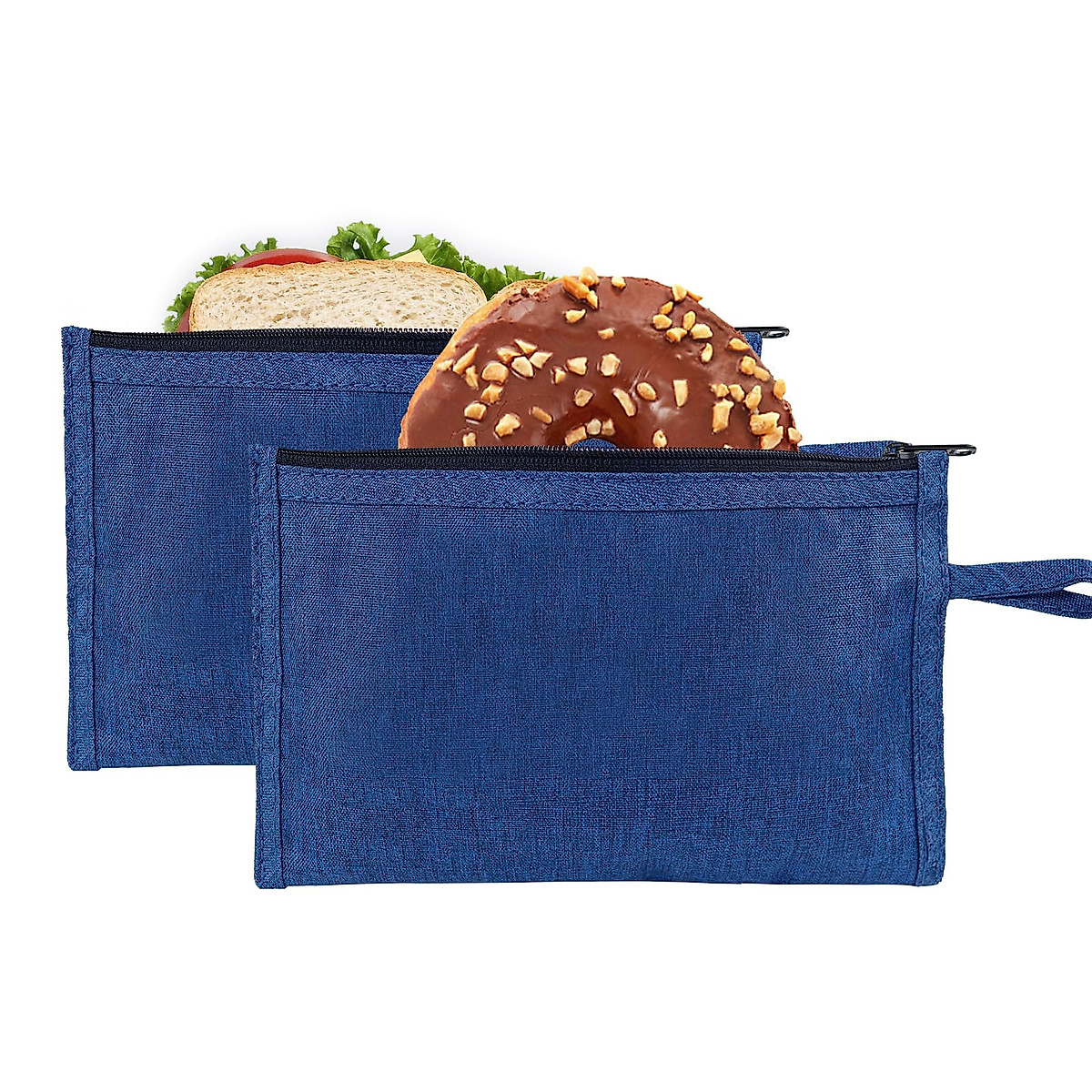 Moyad Reusable Snack Bags Small, 2 Pack Mini Zipper Lunch Pouches, Dishwasher Safe & BPA Free, Compact Food Storage for Work, Travel, Picnic, Blue