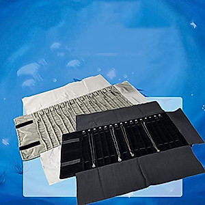 TOPBATHY Jewelry Roll Bag Travel Jewelry Case Roll Organizer Display Storage Box for Journey Necklace Bracelet Earrings Ring (Black)