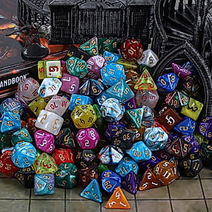 CiaraQ Polyhedral Dice Set with Black Pouches, Compatible with Dungeons and Dragons DND RPG MTG Table Games