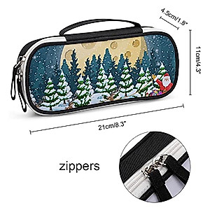 Christmas Santa Cookie Moon Pencil Pen Case Portable Pen Bag with Zip Travel Makeup Bag Stationery Organizers for Home Office