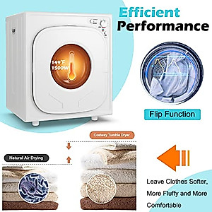 COSTWAY Portable Dryer, Stainless Steel Clothes Dryer with Touch Panel, 2 Modes, 4 Drying Programs and Adjustable Exhaust Vent, 13.2 LBS Front Load Tumble Laundry Dryer for Apartment, Dorm and Home, 1500W, White