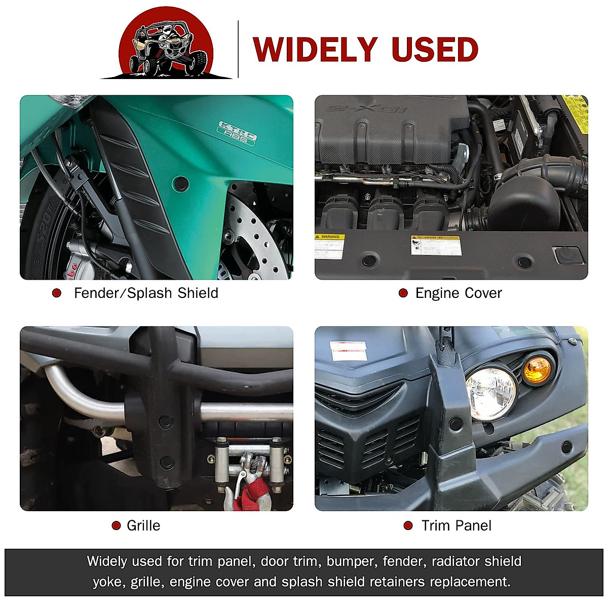 moveland ATV UTV Nylon Body Rivets Fasteners Clips for Honda Rancher Foreman Rubicon Rincon TRX680 TRX650, UTV Fender Push Clips for Polaris Ranger RZR Can Am Kawasaki Teryx - 60 PCS