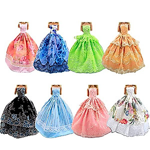 BJDBUS 5 Pcs Handmade Wedding Party Dress Lace Gown for 11.5 Inch Girl Doll Clothes Accessories Random Set