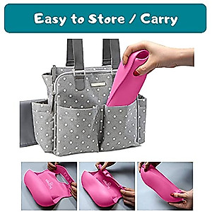 Silicone Bibs for Babies with Crumb & Drip Catcher Pocket | For Babies & Toddlers | Waterproof, Easy to Clean | 2 Colors Set (Pink/Gray)