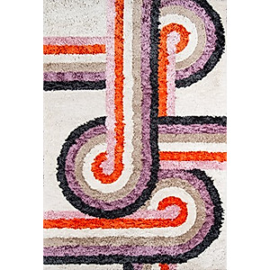 Novogratz by Momeni Rugs Retro Collection Turnstyle Shag Area Rug, 2'3" x 7'6" Runner, Lavender