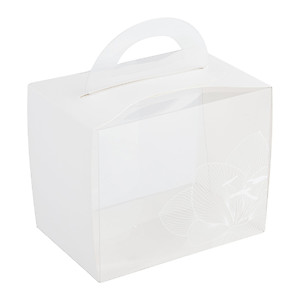 Restaurantware-5 Inch x 3.25 Inch Individual Cupcake Boxes, 100 Disposable Cupcake Display Boxes - With Handle, Lotus Accent, Clear Plastic Single Cupcake Containers, For Weddings Or Birthdays