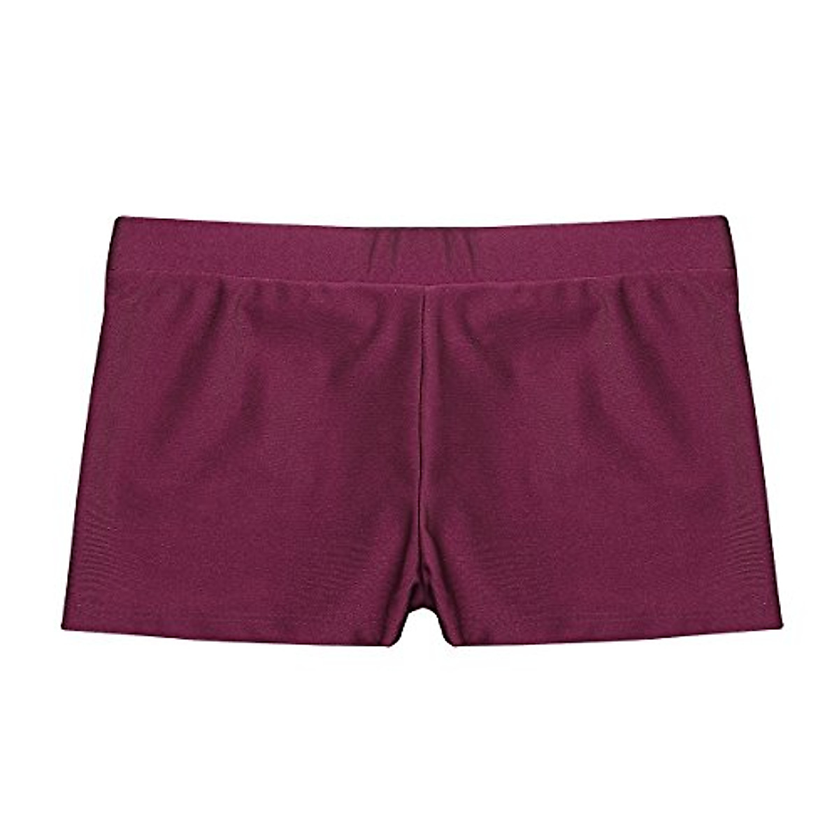 TiaoBug Girls Activewear Dance Booty Shorts V-Front Waistband Ballet Gym Workout Yoga Hot Pants Running Boy-Cut Bottoms (3-4, Burgundy)