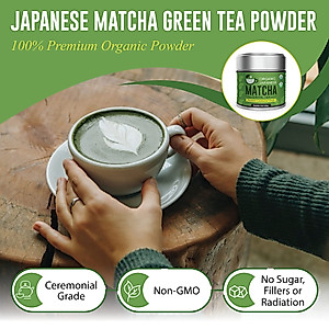 Kyoto Dew Matcha – Organic Premium Ceremonial Grade from Japan Matcha Green Tea Powder – Radiation Free, Non Fillers, Zero Sugar – USDA & JAS Certified Organic 30g (1oz) Tin
