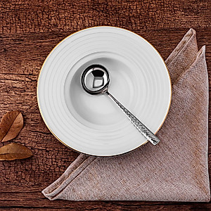 KEAWELL Unique 7.5 inch Small Hammered Sauce ladle, 1 oz. 18/10 Stainless Steel Gravy Soup Ladle. Solid and Sturdy, Dishwasher Safe (2)