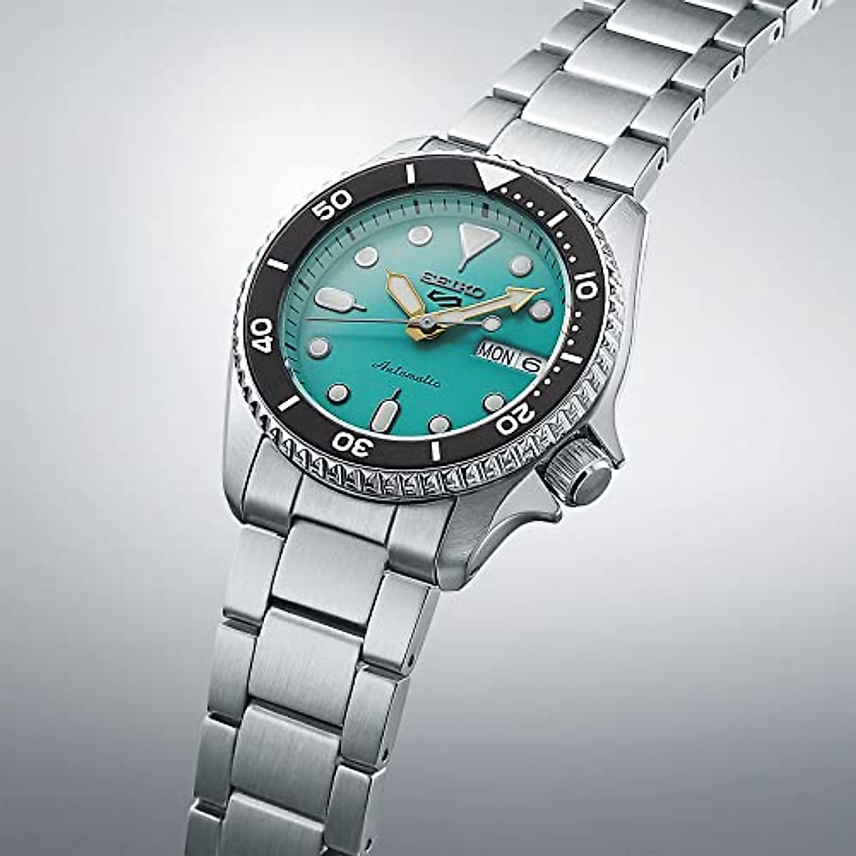 Seiko 5 Sports Gents SKX Midi Automatic Watch SRPK33K1, Teal/Grey