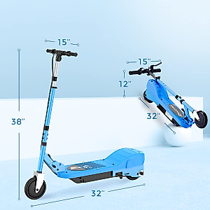 MAXTRA Folding Electric Scooter, Adjustable Handlebar Height for Kids Ages 6-12, up to 10mph ＆ 60 Long Battery Life