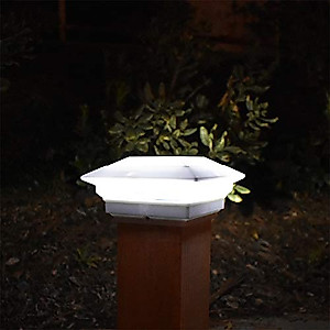 12 Pack White Outdoor Garden 4 x 4 Solar LED Post Deck Cap Square Fence Light Landscape Lamp Lawn PVC Vinyl Wood