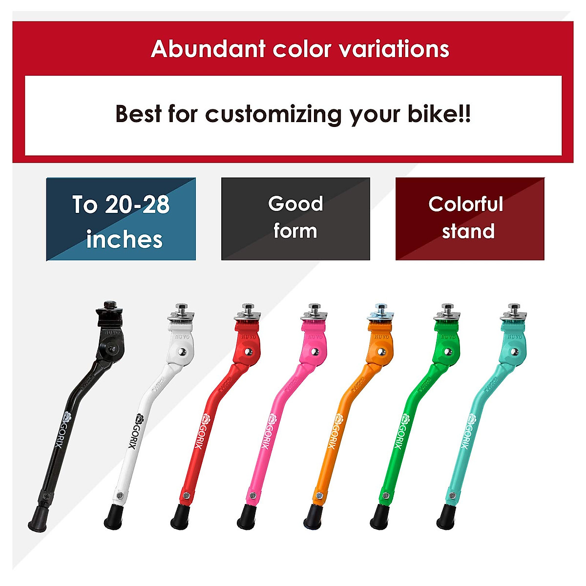 GORIX Bike Kickstand Side Road Mountain Bicycle Adjustable Portable (GX-KC22AAJ-Z(Global Edition)) (Pink)