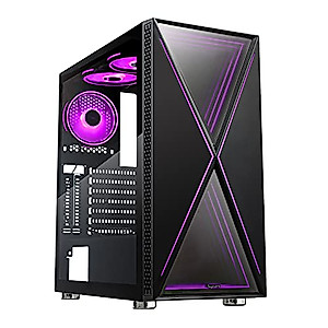 Bgears b-BlackWidow-RGB Black Gaming PC ATX case, Special Ripple effect Front Panel, Tempered Glass side. 2 x USB3.0, 3 x PWM 120mm ARGB Fans, Fan Controller with Remote, Support up to EATX board