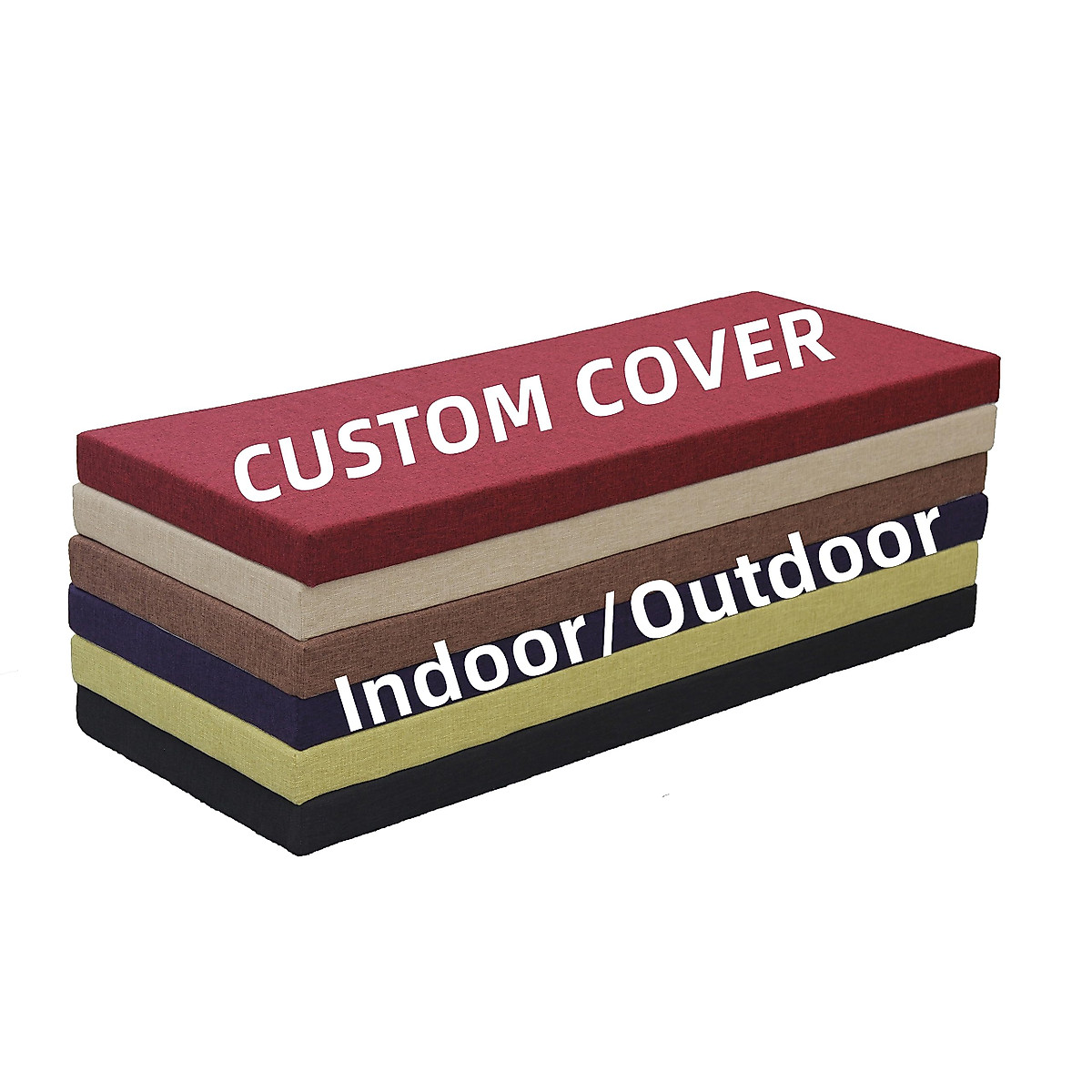 SINCERE Custom Cushion Cover with Zipper Indoor/Outdoor, Cut to Size Non-Slip Removable Replacement Seat Cover for Window Bench Pad, Floor Pillow, Patio Furniture Cushion Cover, No Insert