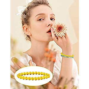 Neovivi 20pcs Beaded Crystal Bracelets for Women and Girls, Stackable Stretch Elastic Bohemian Round Stone Glass Bead Bracelet Jewelry Pack Sets Bulk Wholesale Pink Blue Yellow White Red Black…
