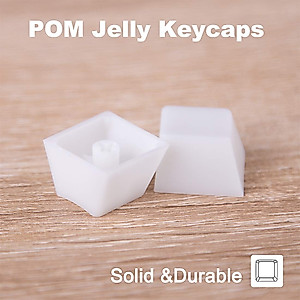 Petforu POM Jelly Keycaps 109-Key Doubleshot Translucent OEM Profile for 61/87/104/108 Keys PC Gaming Mechanical Keyboards - White (Top Printed)