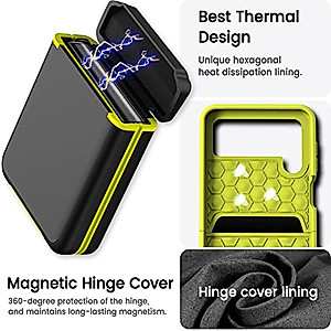Galaxy Z Flip 4 Case Wallet with Hinge Protection [ Card Slot ] Samsung Galaxy Z Flip 4 5G Case with Card Holder Shockproof Protective TPU Silicone Phone Cover (Black-Green)