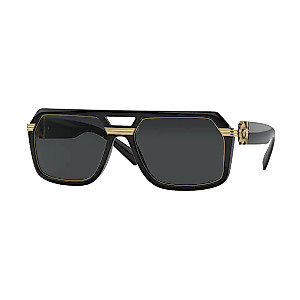 Versace VE4399 GB/187 58MM Black/Dark Grey Square Sunglasses for Men + BUNDLE With Designer iWear Eyewear Kit