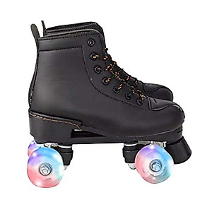 MAOWAO Roller Skates Women, Outdoor High Top PU Leather Women Roller Skates, Adjustable Indoor Double Row Skates for Beginner Adults Girls Men with Carry Bag