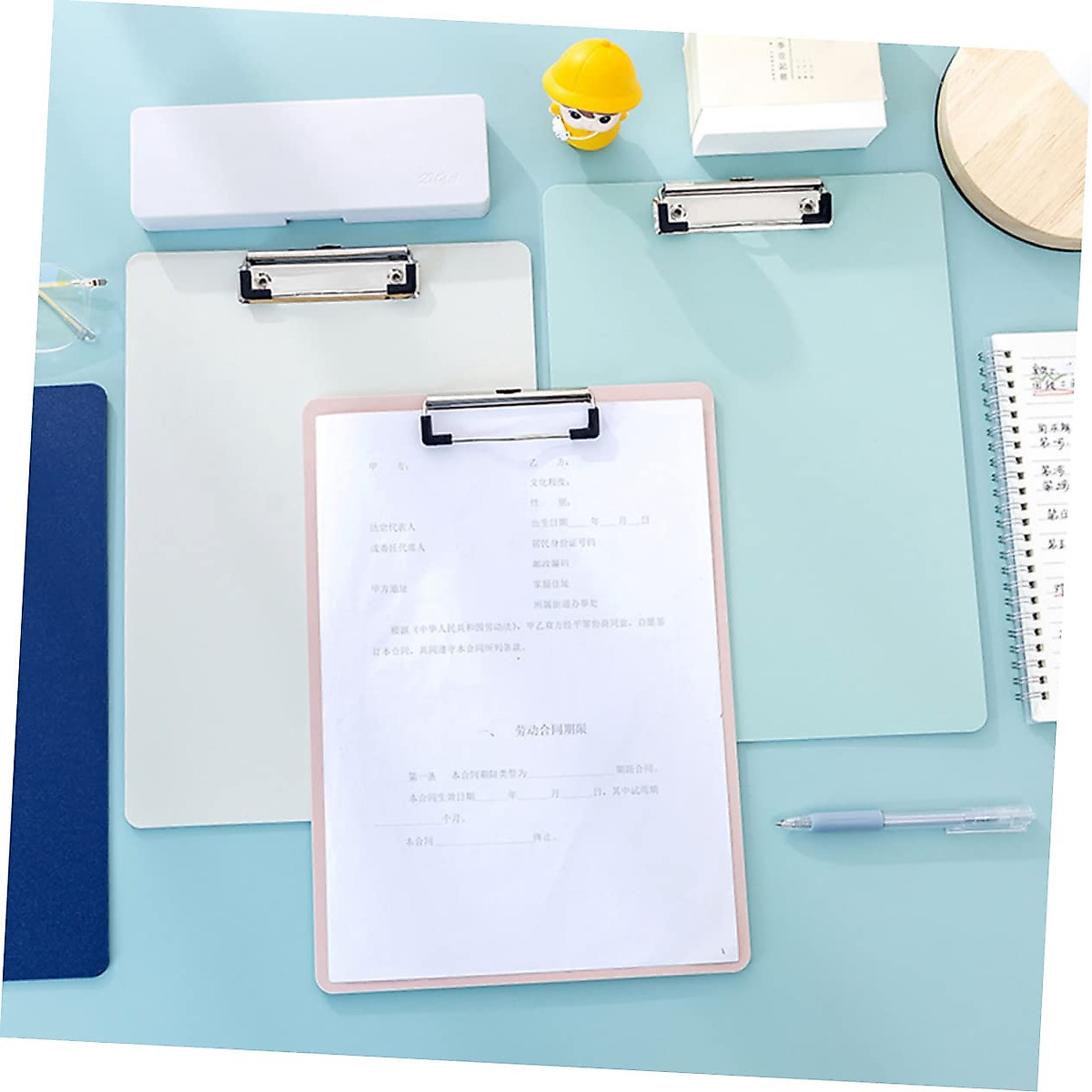 NUOBESTY 4 Pcs Writing pad Paper Folder exam Paper Clips folders Plastic Office File folders Small Plastic clipboards Artist Drawing Board Plastic Writing Board Document Organizer Simple a4