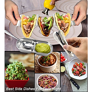 Taco Holders 4 Packs, Stainless Steel Taco Racks With Handles by Encoli, Toco Stand Hold up to 3 taco, Oven Grill Dishwasher Safe