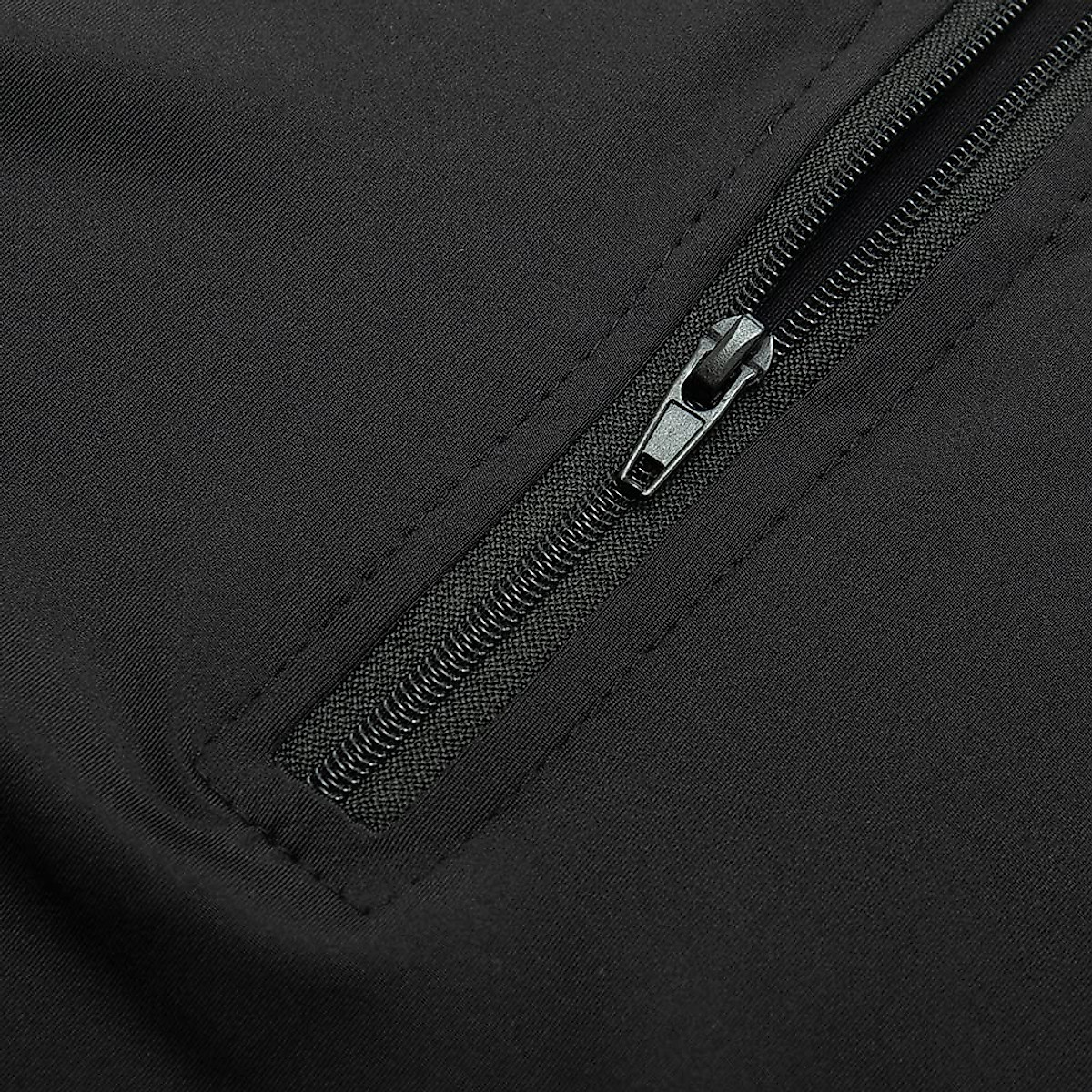 Men's Sports Shirts 1/4 Zip Long Sleeve Running Workout Pullover Compression Tops (Black, Large)