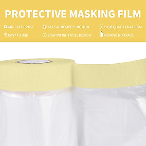 TAPEBEAR Painters Tape and Masking Film 22inch X 30yard(550mmx 27m), Plastic Cover for Painting, Tape and Drape, Pre-Taped Masking Film for Automotive, Floor, Appliance and Furniture, 3Rolls