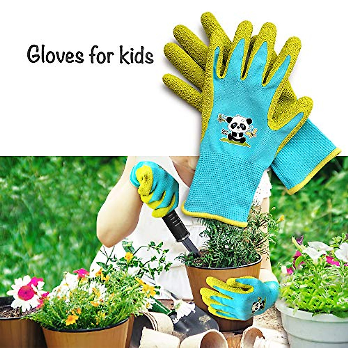 QEAR 1 Pair Kids 3-6 Years Girl Pink Garden Work Gloves,Knitted Liner,and Latex Rubber Palm Coated for Water/Dirty Resistance (3-6 Years Pink XXXS)