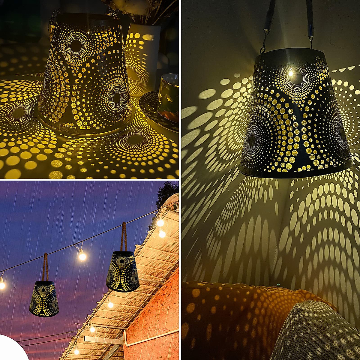 UPCLOUD Solar Lantern Lights Outdoor, Solar Lanterns Outdoor Waterproof Patio Decor Hanging Lanterns for Garden, Courtyard, Table Pathway Party Yard Decorations (Dot)