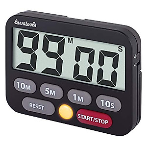 Lavatools KT3 Kitchen Timer & Stopwatch, Large Digits, Loud Alarm, Mute Function, Quick-Set Buttons, Hang Hole, Magnetic Stand for Cooking and Classroom