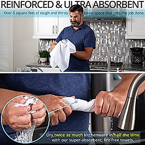 Aunti Em's Kitchen Flour Sack Dish Towels - Natural Cotton for Embroidery and Drying Glass, Hand, Dinnerware - Plain, Thick, Zero-Lint - Highly Absorbent - Set of 13, 27 x 27 Inch, White