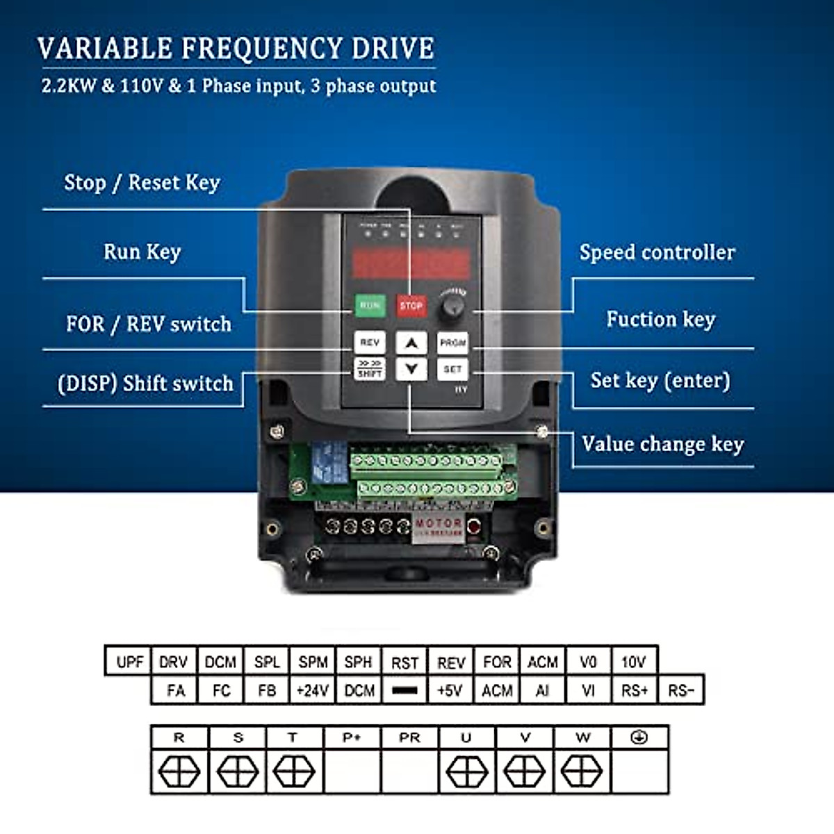 RATTMMOTOR 2.2KW Water Cooled Spindle 110V Spindle Motor 80mm 24000RPM+2.2KW VFD 110V Inverter Variable Frequency Drive+80mm Spindle Mount+80W Water Pump+ER20 Collet for CNC Router Milling Machine