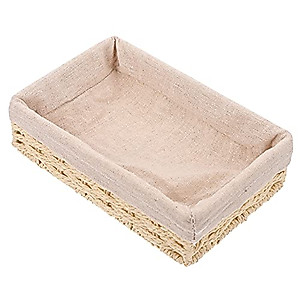 VOSAREA Small Wicker Baskets with Liners Shelf Baskets Rectangular Basket Rattan Wicker Baskets Sundries Organizer Cosmetic Makeup Holders (Beige)