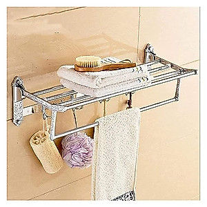 TOWEL BAR RACK Towel Rack Bathroom Stainless Steel Bath Towel Rod with Hook,Wall Mounted Swing Towel Bar - Bathroom Kitchen Swivel Towel Rack Hanger Holder Organizer,Folding Space Saver Towel Rail Tow